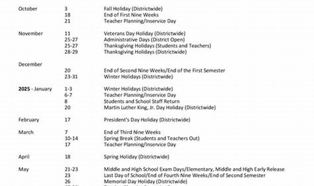 Official Leon County School Calendar 2024-2025