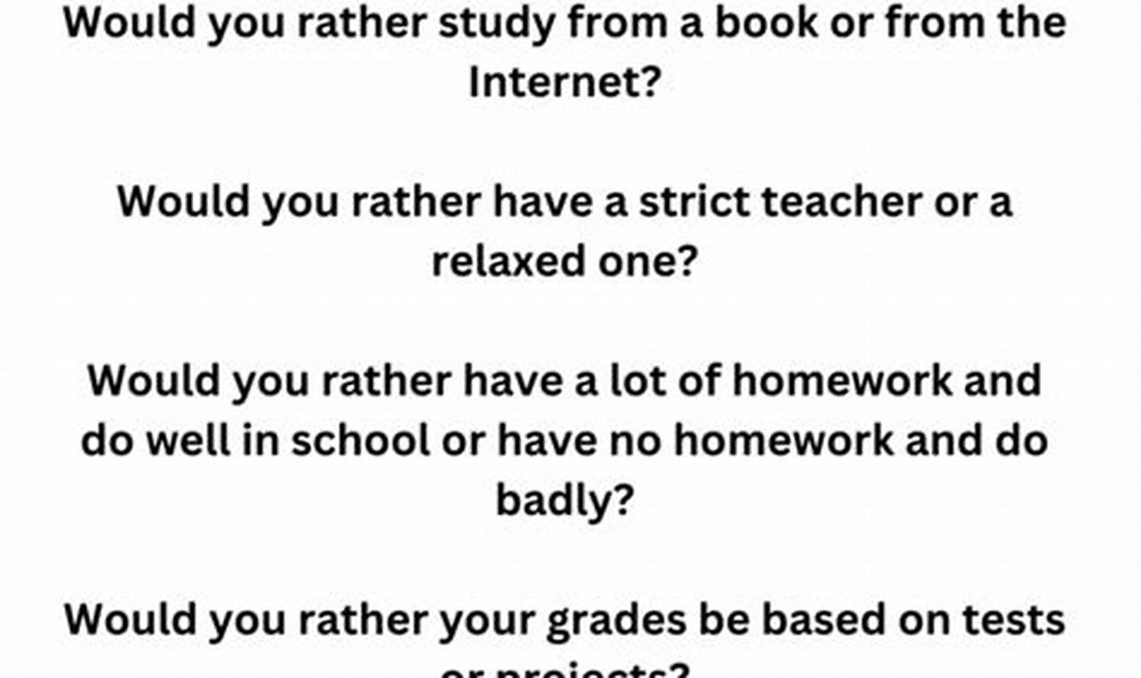 Fun High School Would You Rather Questions Quiz
