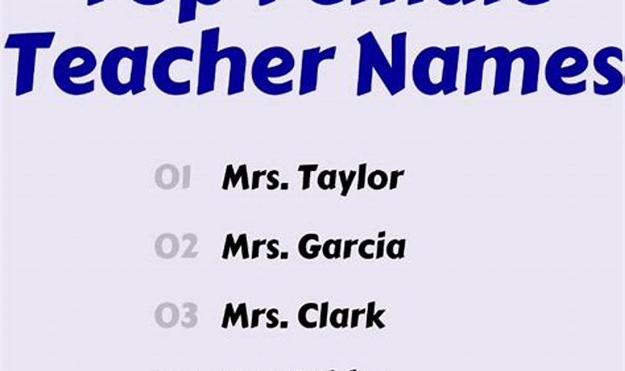Names Of Female Teachers In Public Schools