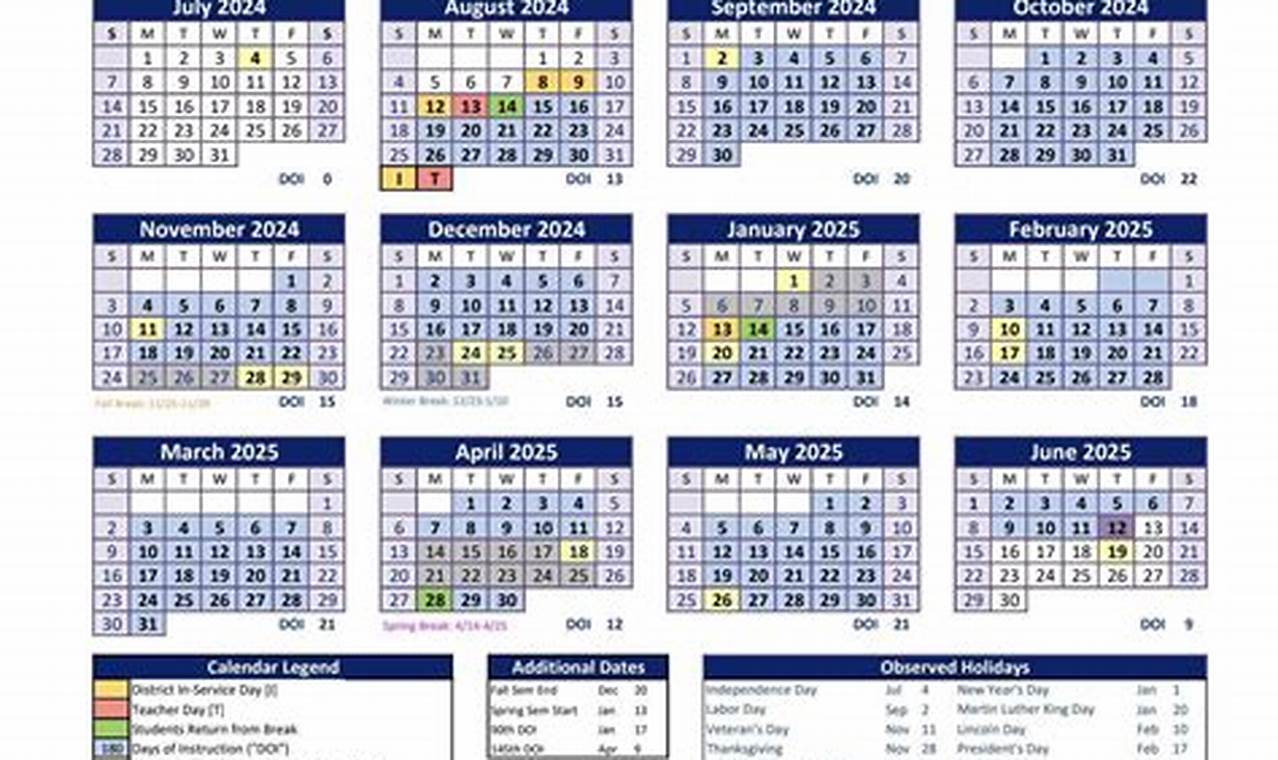 2024-25 Madison County Schools Calendar & Key Dates