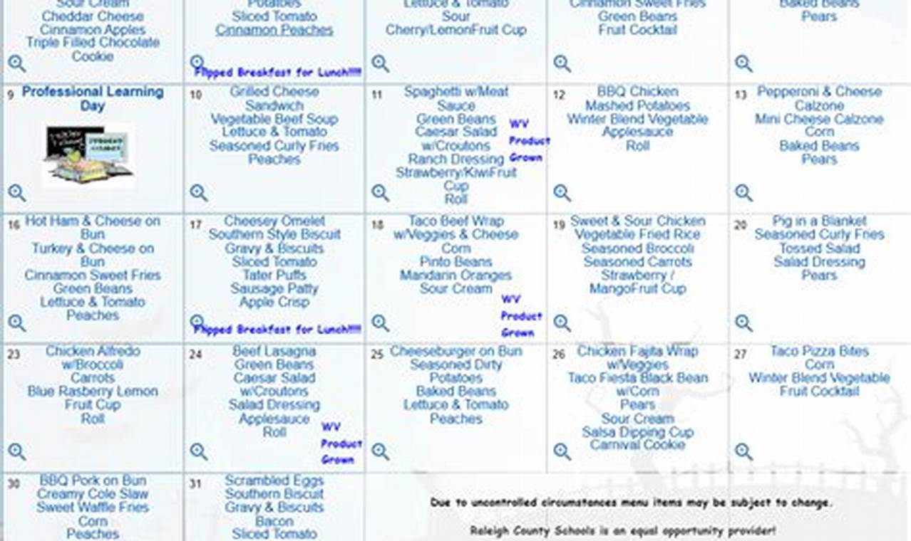 Raleigh County Schools Lunch Menus & Nutrition