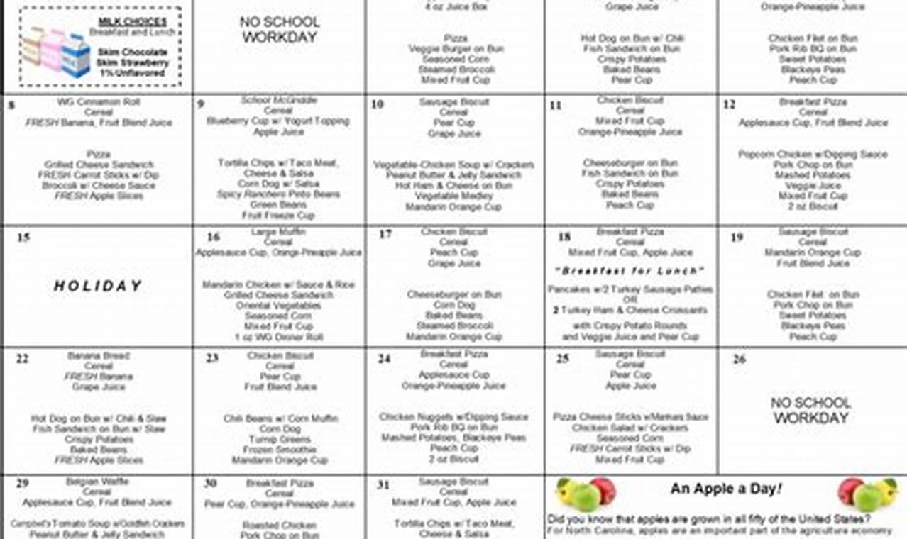 Vance County Schools Lunch Menu & Nutrition