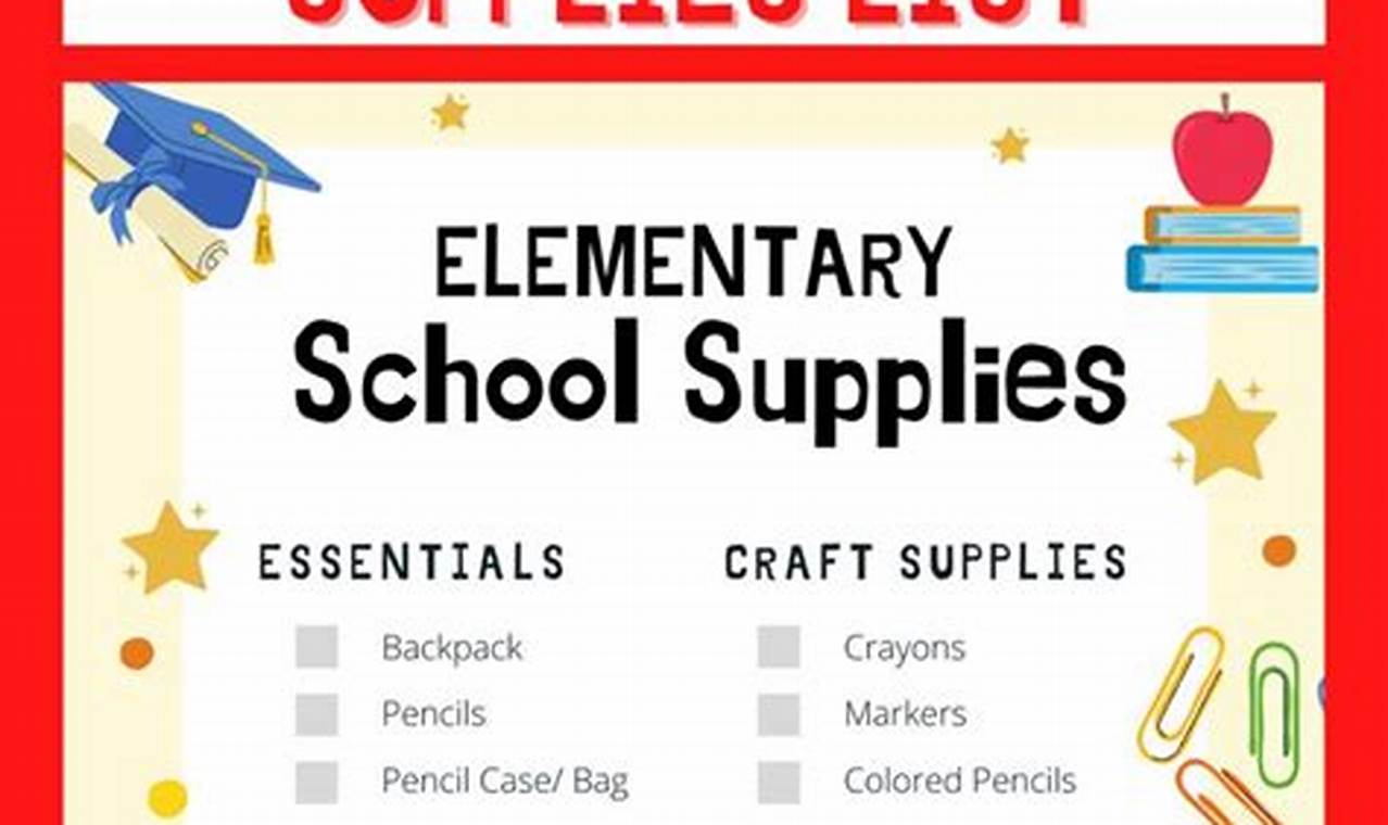 Tussing Elementary School Supply List